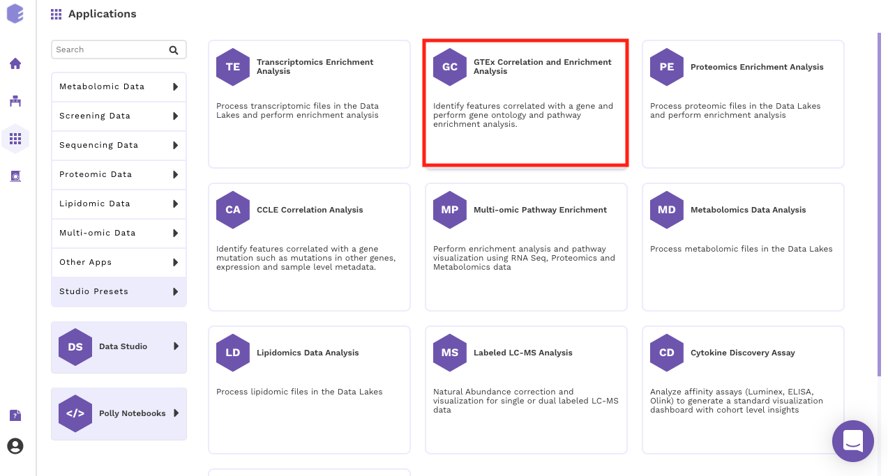 GTEx Correlation and Enrichment Analysis Preset - Polly Documentation