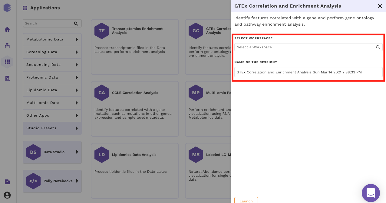 GTEx Correlation and Enrichment Analysis Preset - Polly Documentation