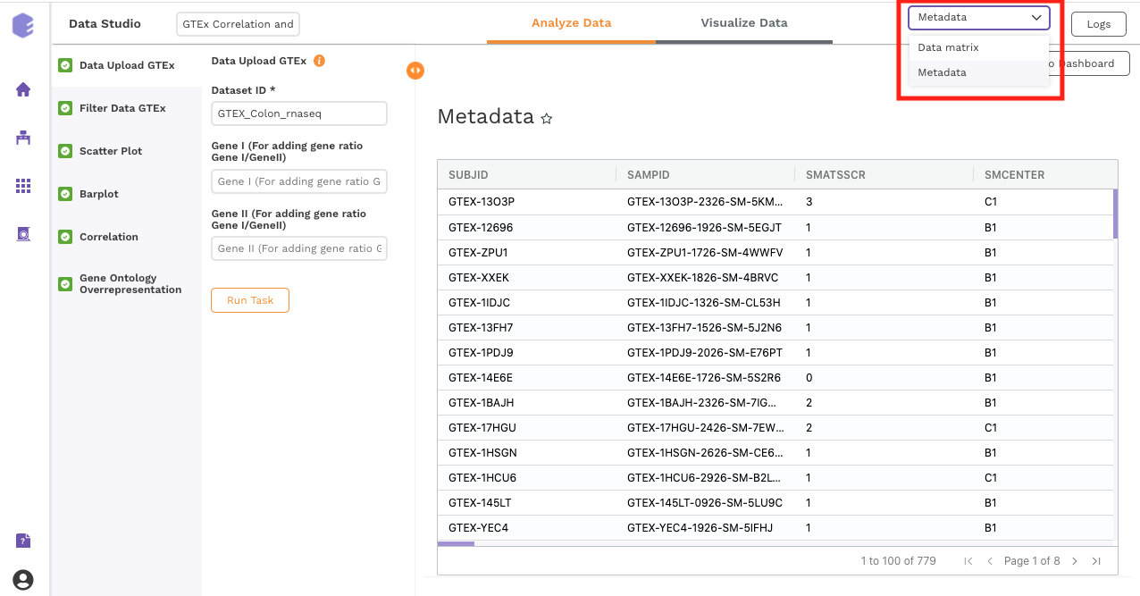 GTEx Correlation and Enrichment Analysis Preset - Polly Documentation
