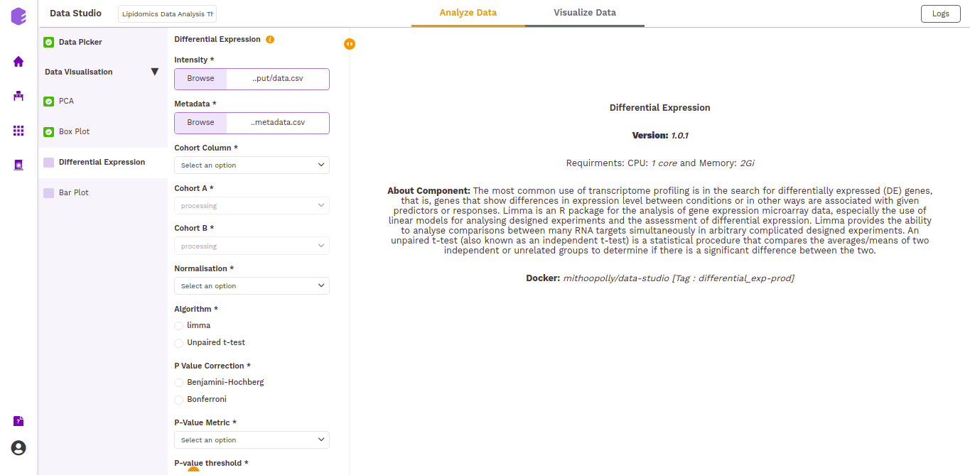 Lipidomics Data Analysis Preset - Polly Documentation